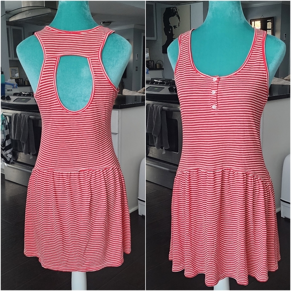 Maude | Dresses | Maude Cut Out Sleeveless Red White Stripe Henley ...